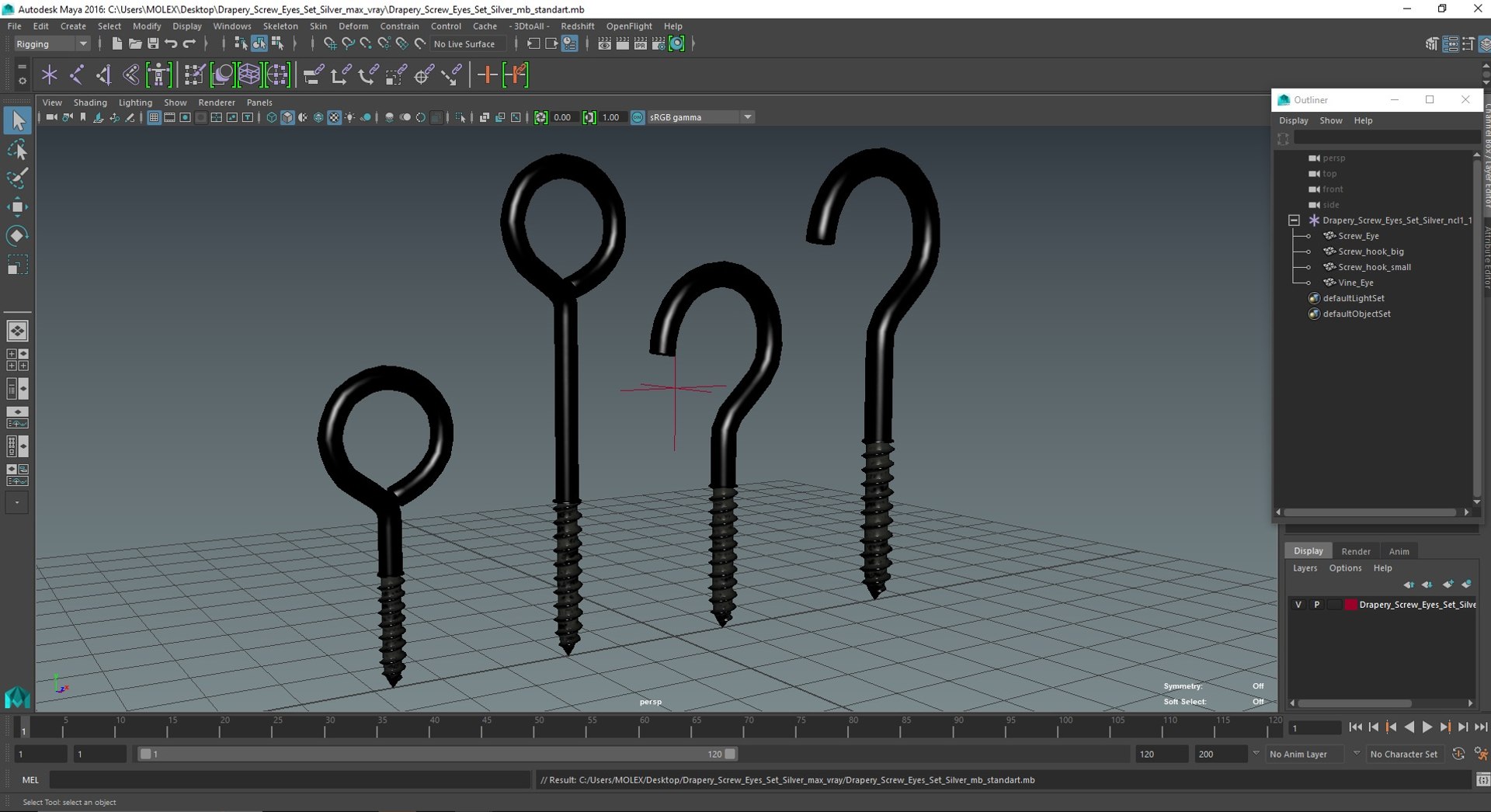 Drapery Screw Eyes Set Silver 3D Model - TurboSquid 2217932