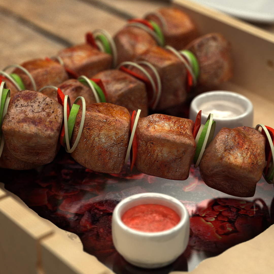 3d model grilled meat