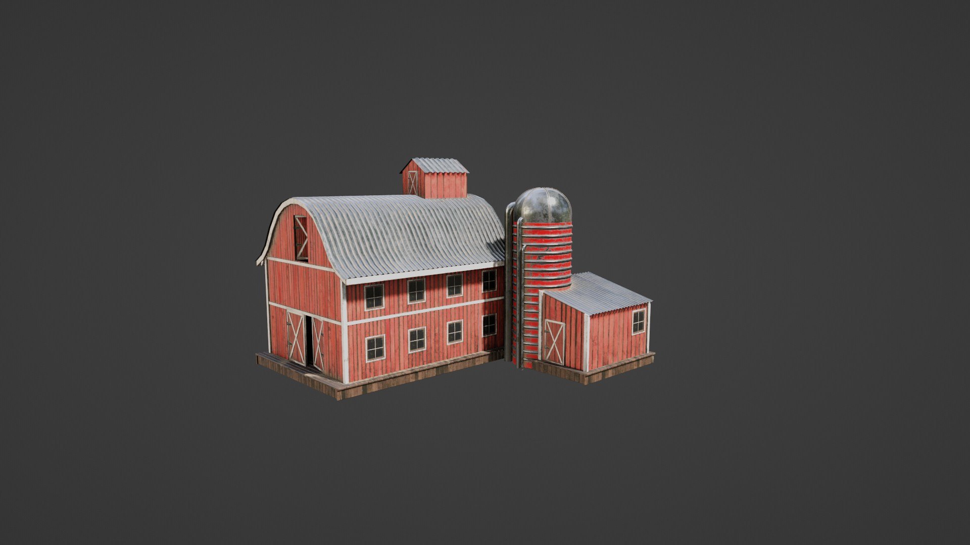 Western Style Farm House Red Barn With 4k Pbr Textures 3D Model ...