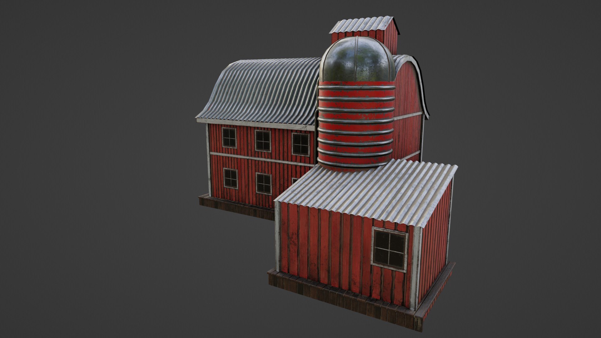 Western Style Farm House Red Barn With 4k Pbr Textures 3D Model ...