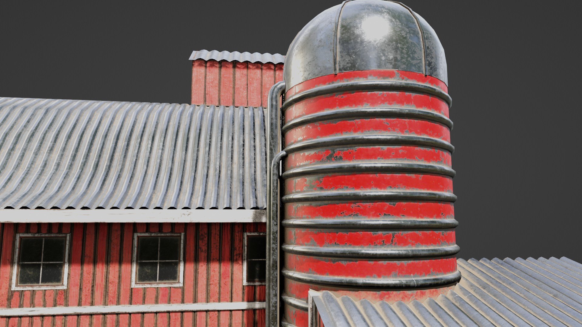 Western Style Farm House Red Barn With 4k Pbr Textures 3D Model ...