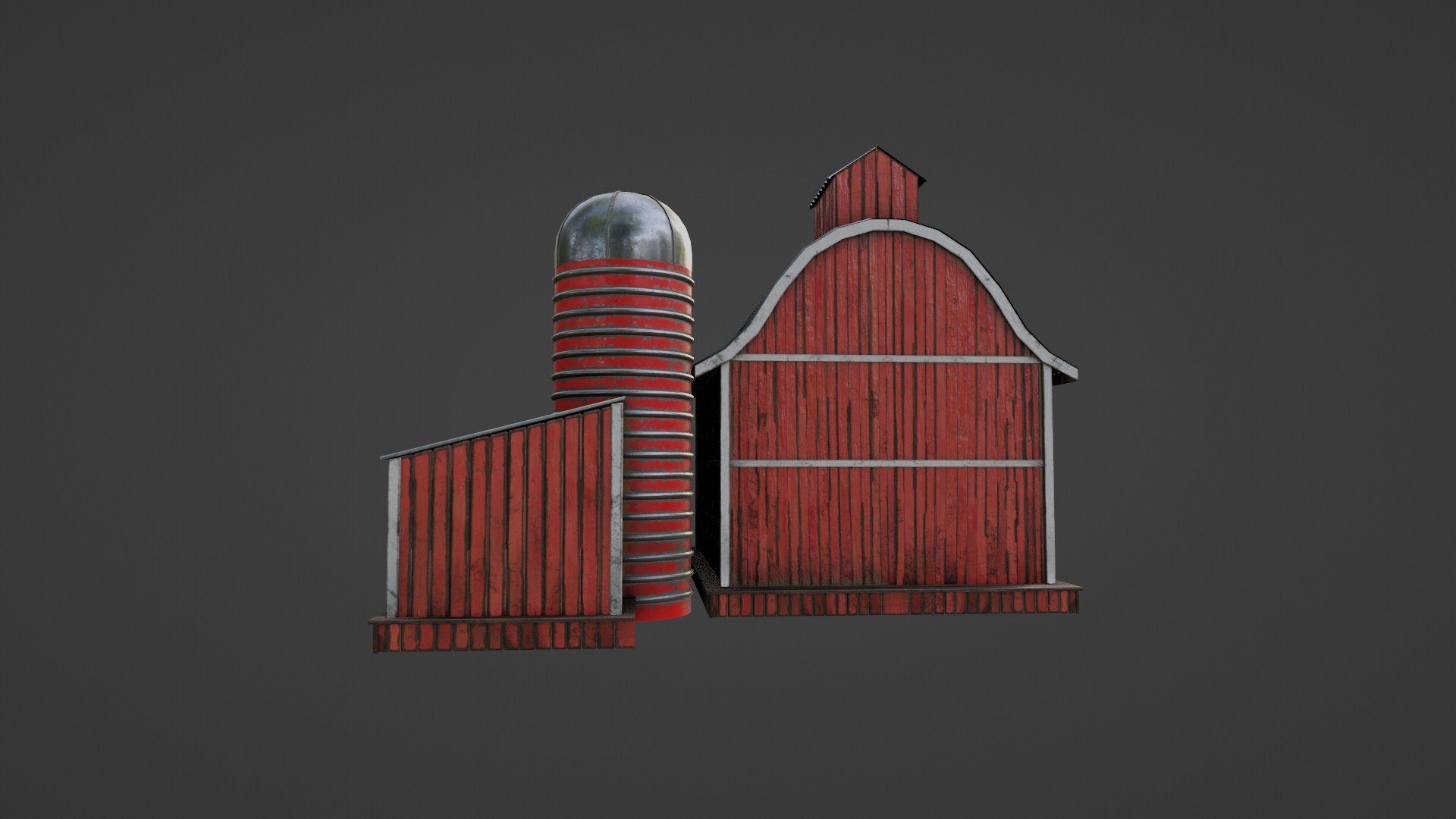 Western Style Farm House Red Barn With 4k Pbr Textures 3D Model ...