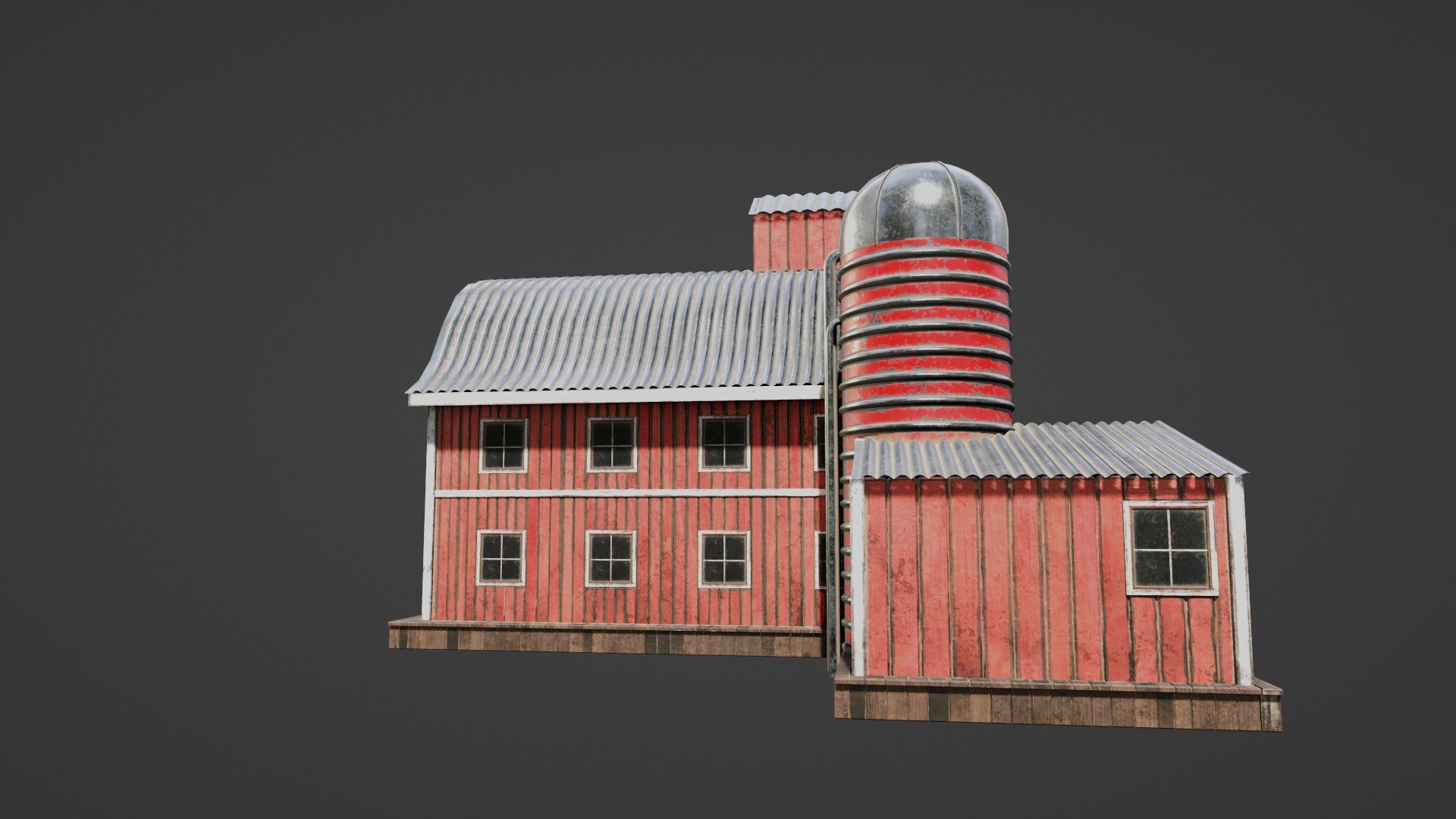 Western Style Farm House Red Barn With 4k Pbr Textures 3D Model ...