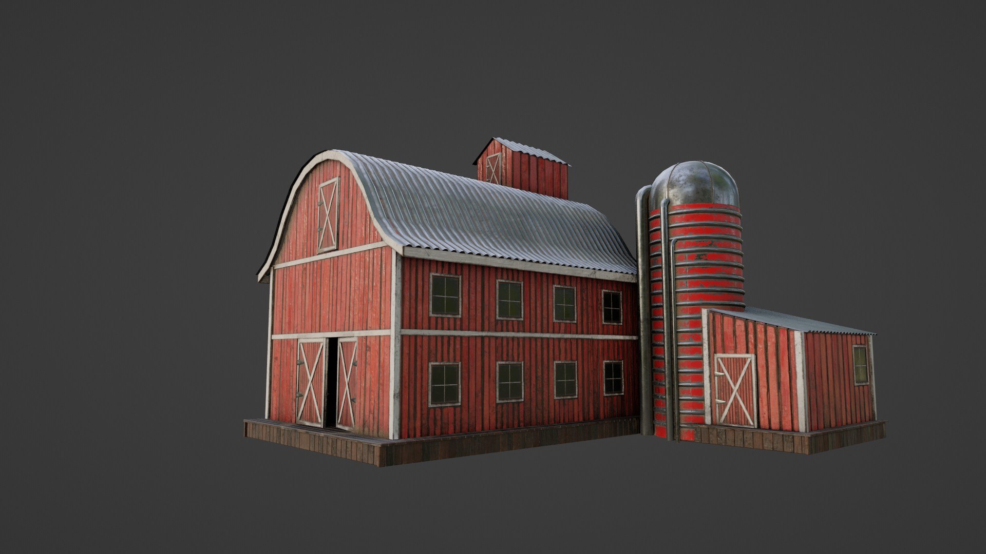 Western Style Farm House Red Barn With 4k Pbr Textures 3D Model ...