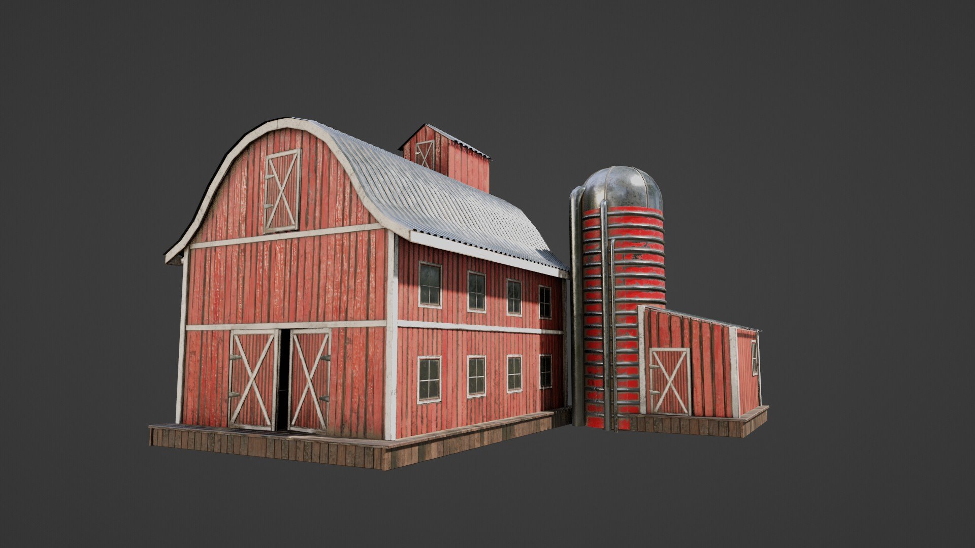 Western Style Farm House Red Barn With 4k Pbr Textures 3D Model ...
