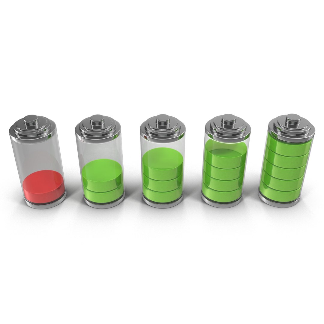 3d Model Of Cell Phone Battery Icons