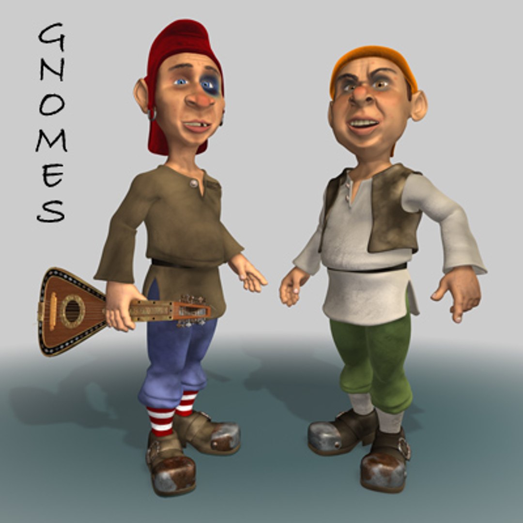 3d Gnomes Lute Animation Model