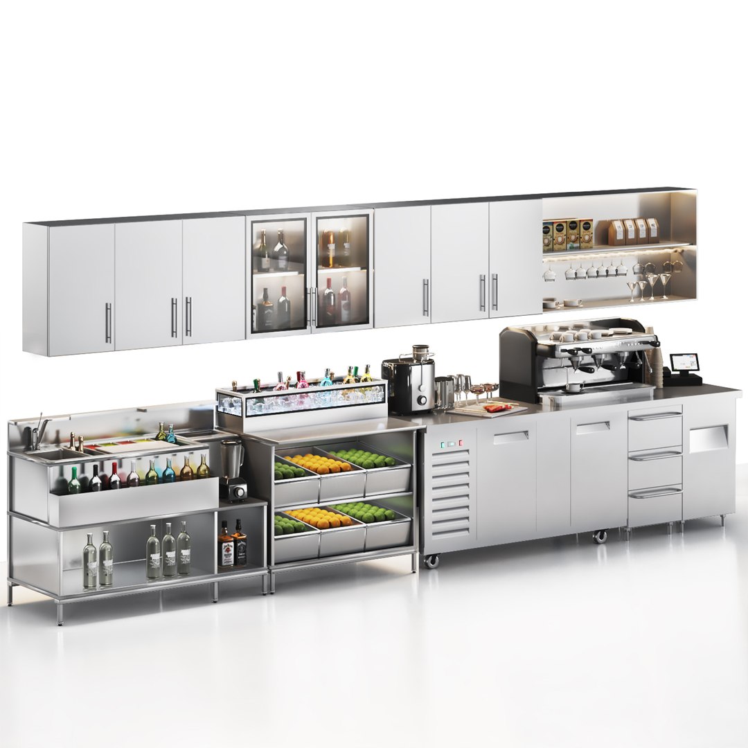 Cocktailbar Workstation Cafe Bar Equipment 3D Model - TurboSquid 2116953