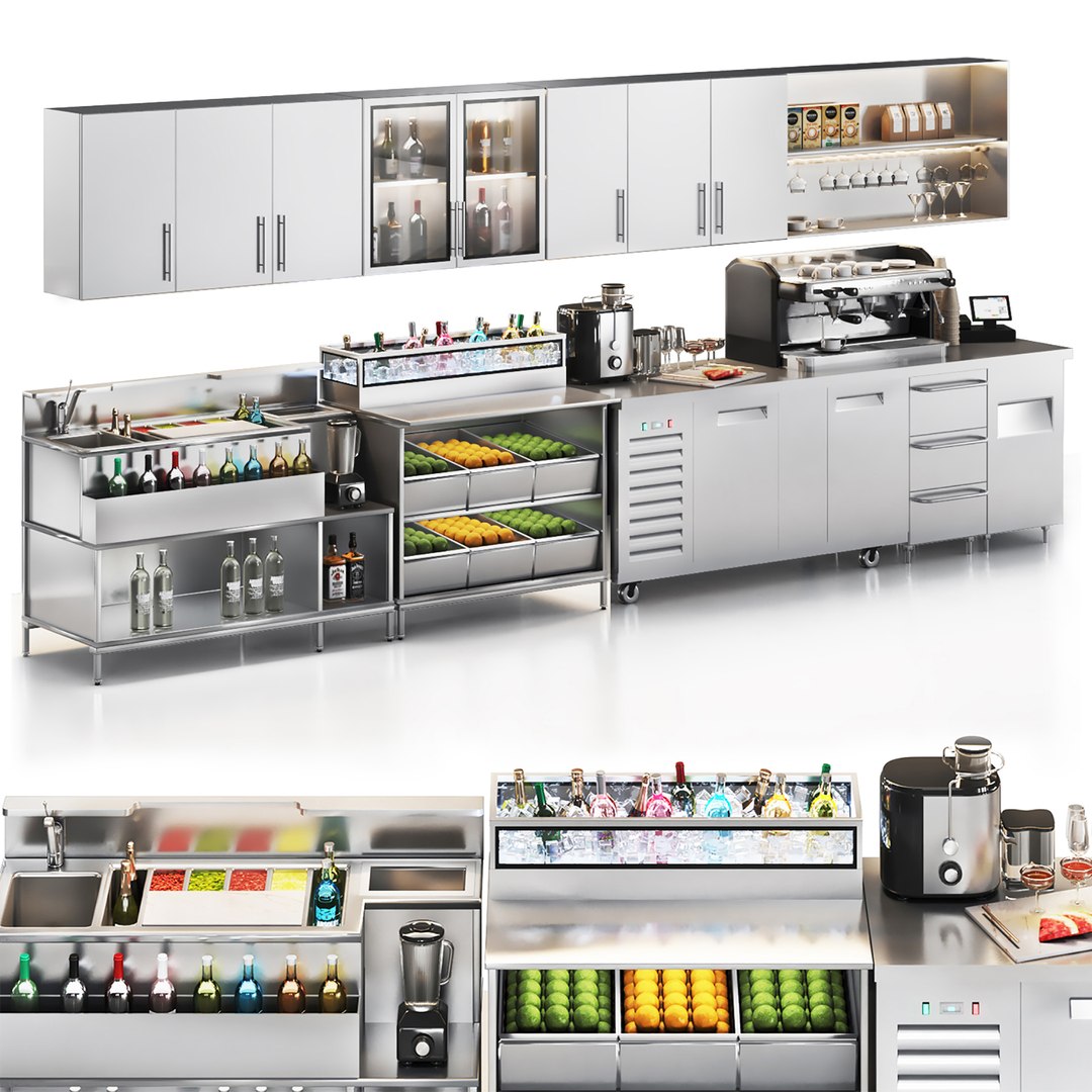 Cocktailbar Workstation Cafe Bar Equipment 3D Model - TurboSquid 2116953
