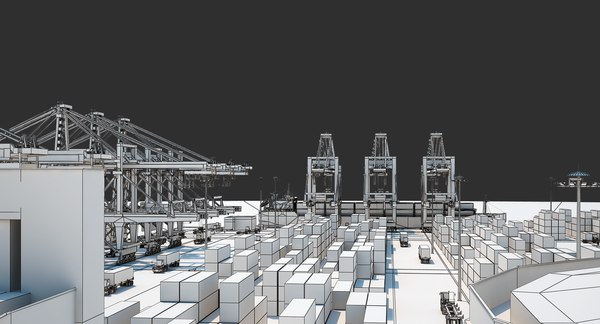 industrial sea port 3d max