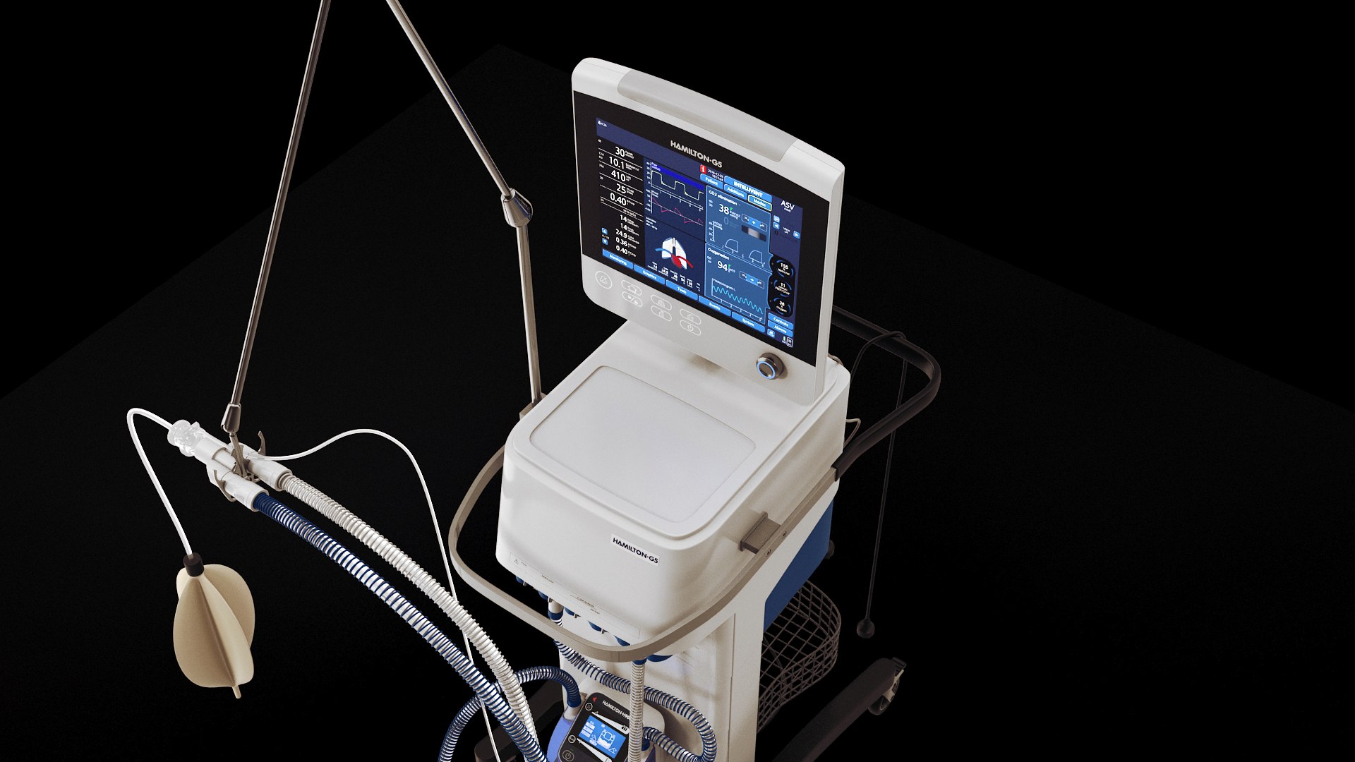 3D hamilton g 5 hospital ventilator - TurboSquid 1626576