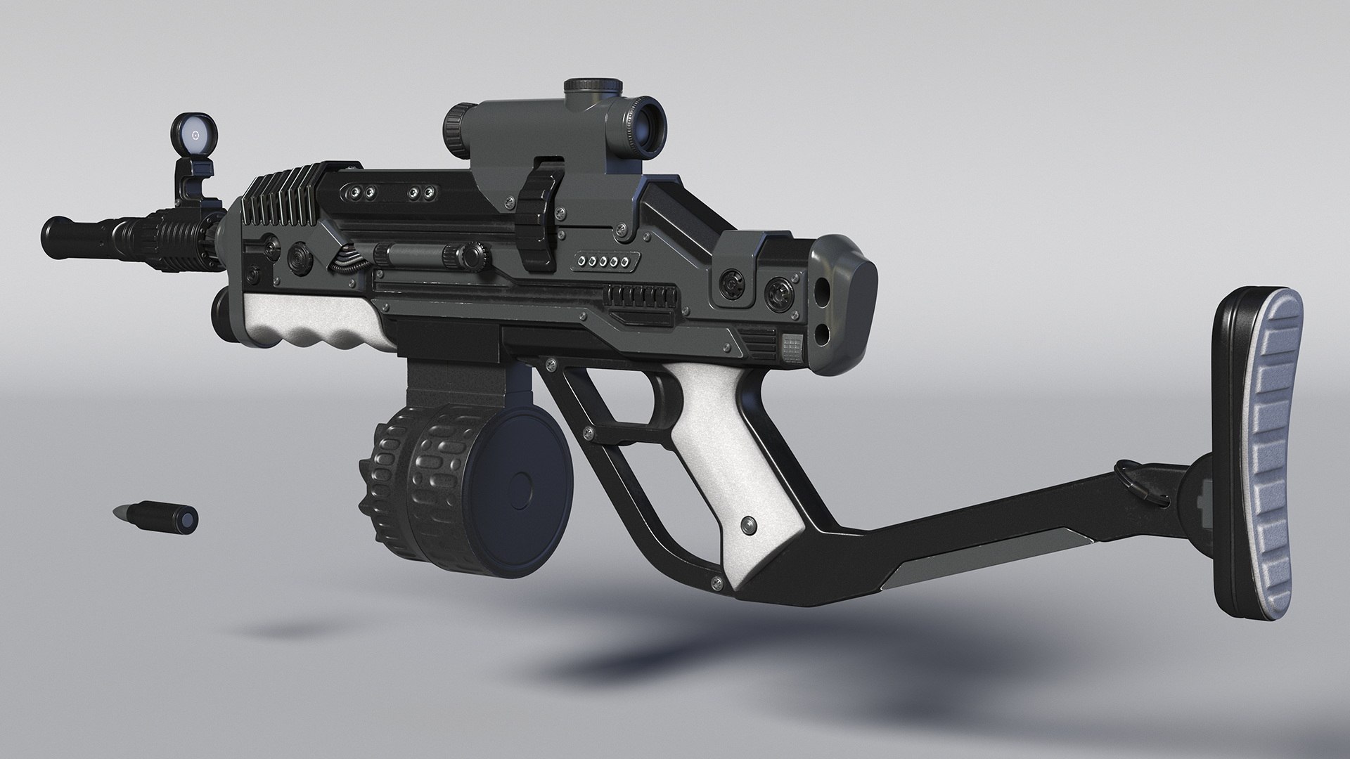 Futuristic Rifle Dark Colored Rigged For Maya 3D - TurboSquid 2180399
