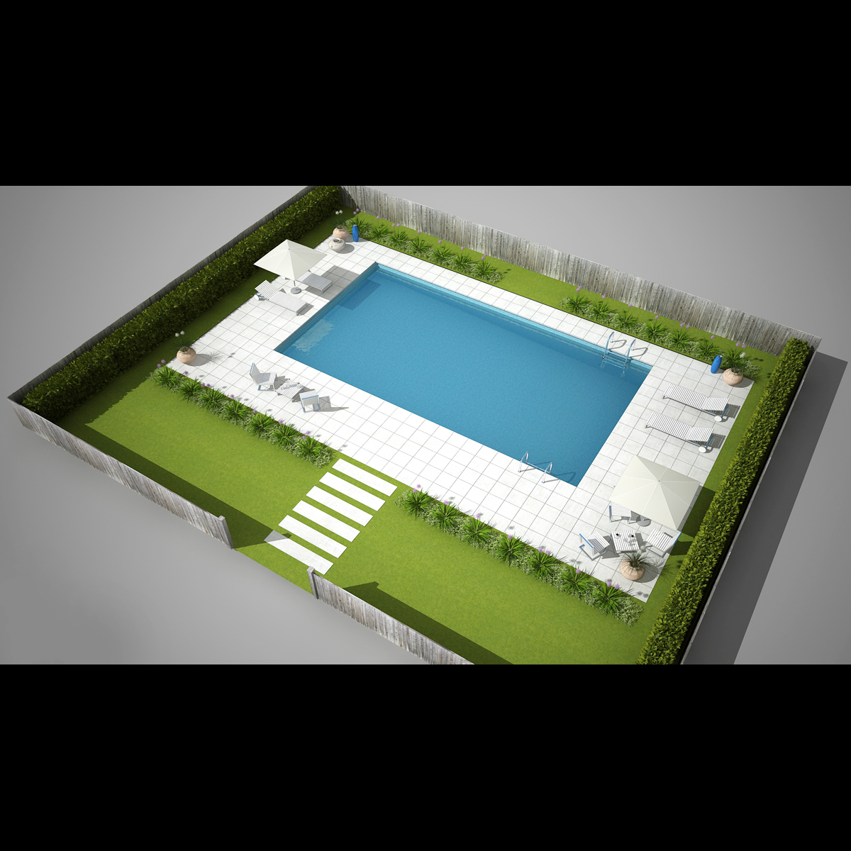 swimming pool garden 3d model