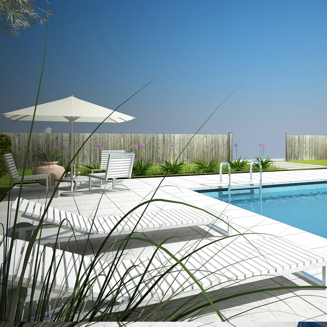 Swimming Pool Garden 3d Model