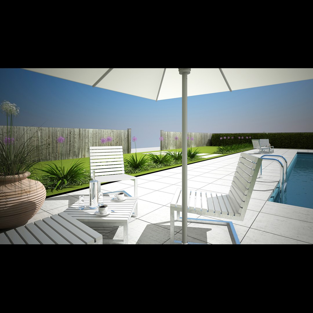 Swimming Pool Garden 3d Model
