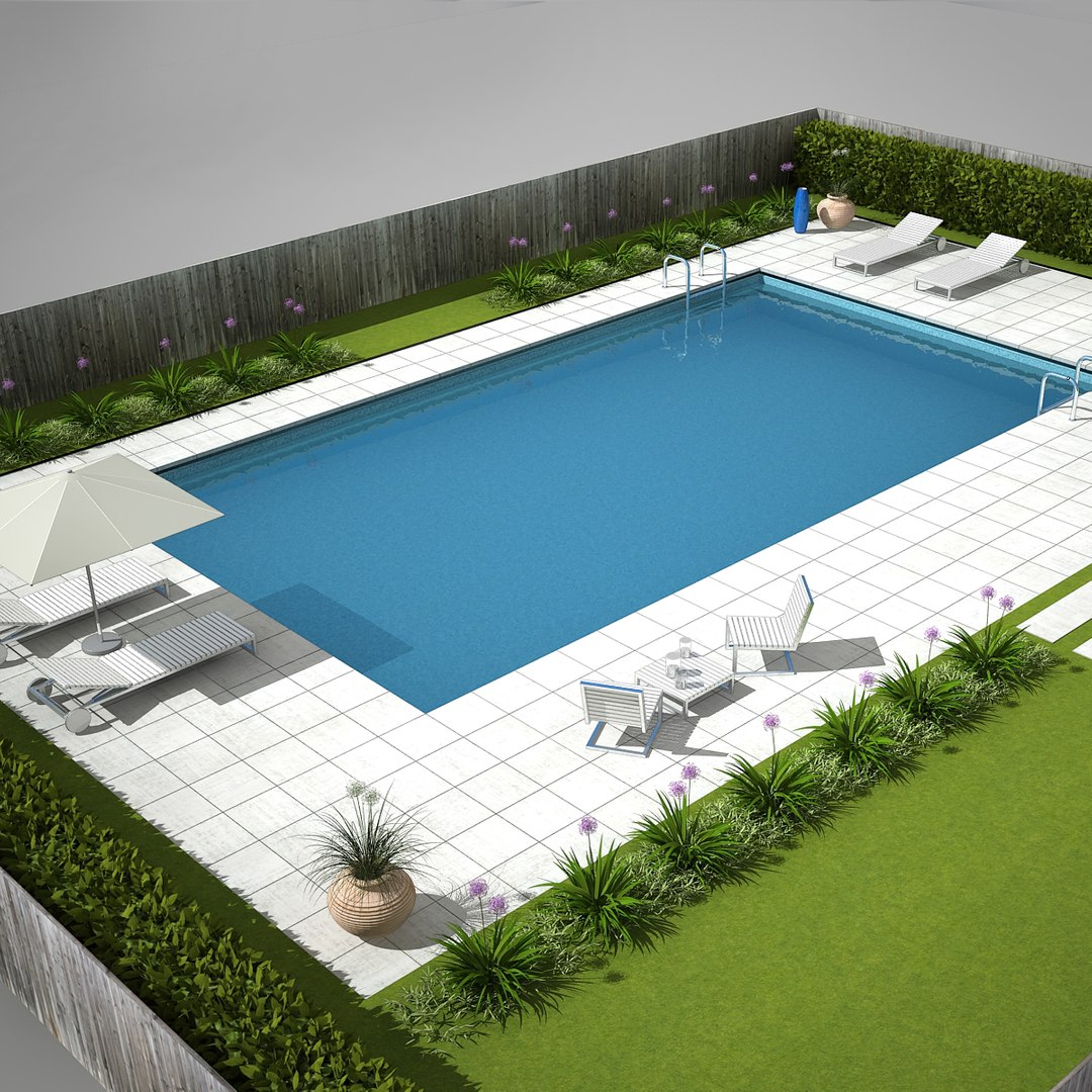 Swimming Pool Garden 3d Model