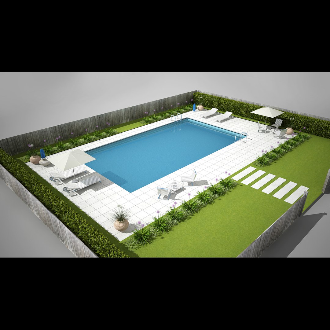 Swimming Pool Garden 3d Model