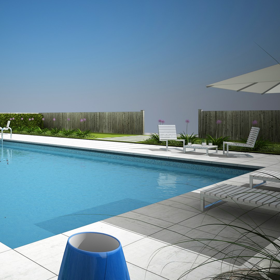 Swimming Pool Garden 3d Model