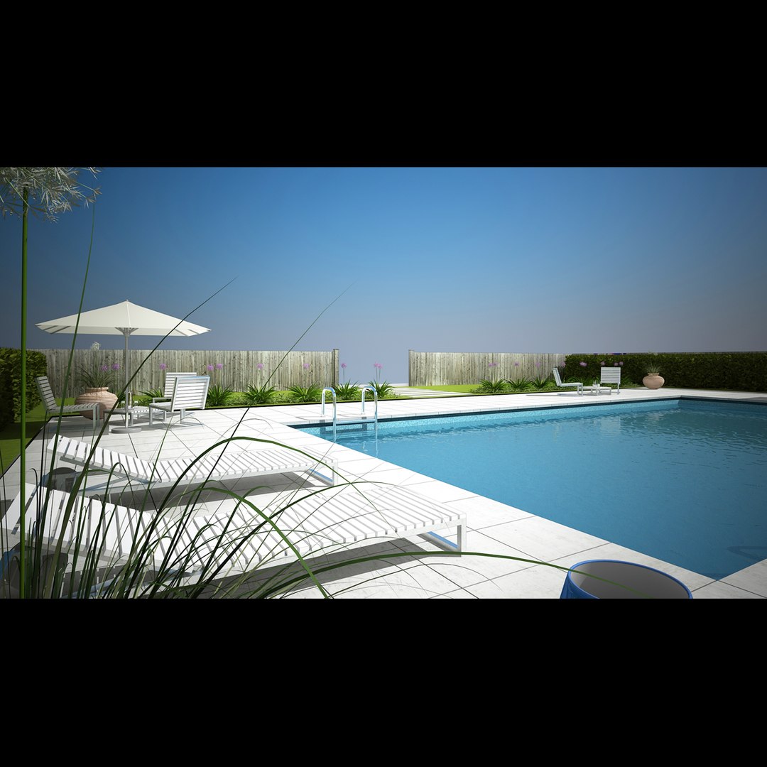 Swimming Pool Garden 3d Model