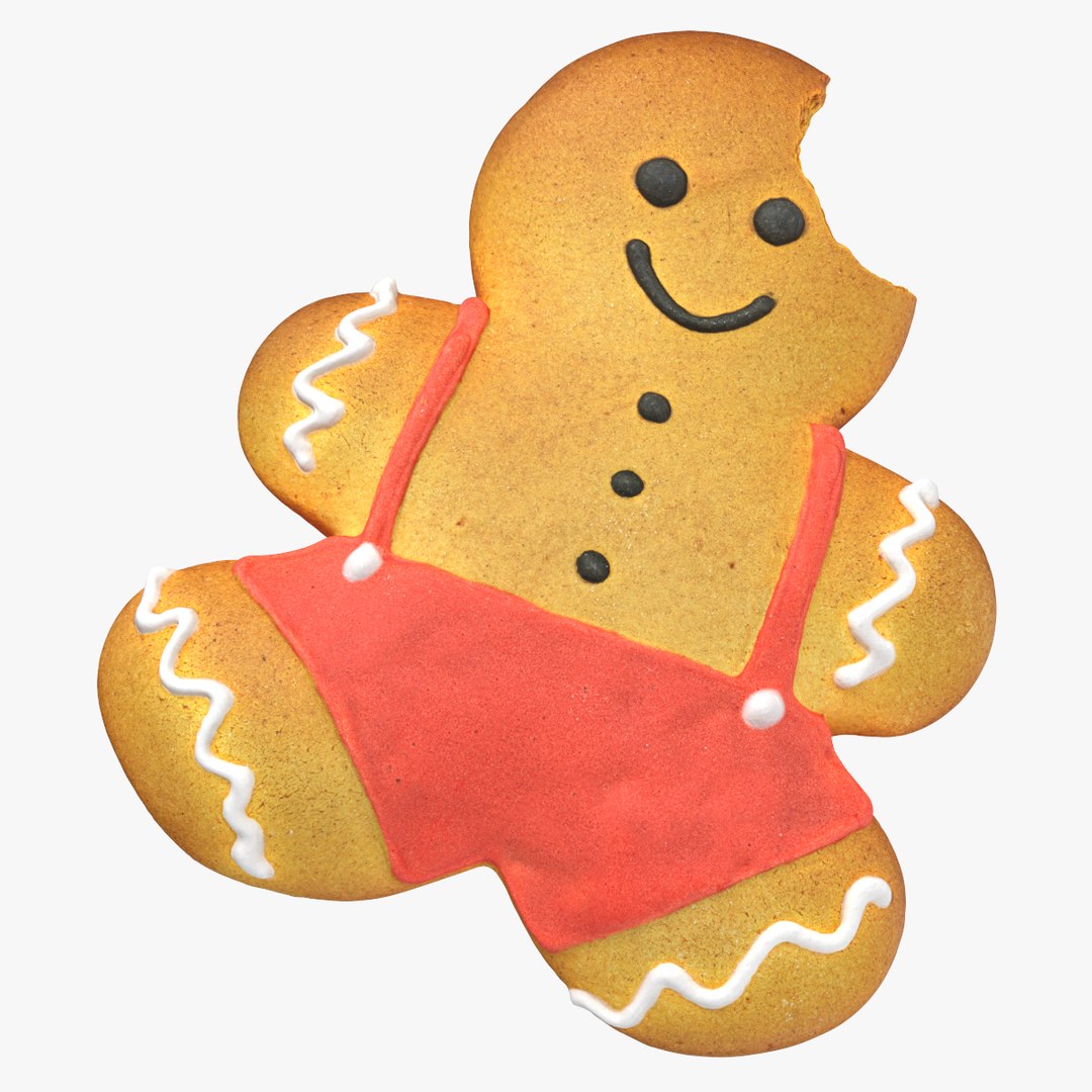 3D Gingerbread Man Cookie 01 Bitten - TurboSquid 2052799