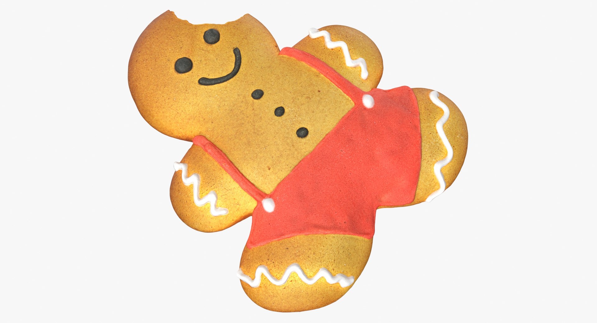 3D Gingerbread Man Cookie 01 Bitten - TurboSquid 2052799