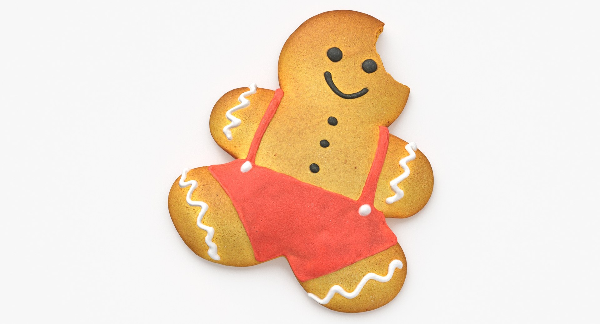 3D Gingerbread Man Cookie 01 Bitten - TurboSquid 2052799