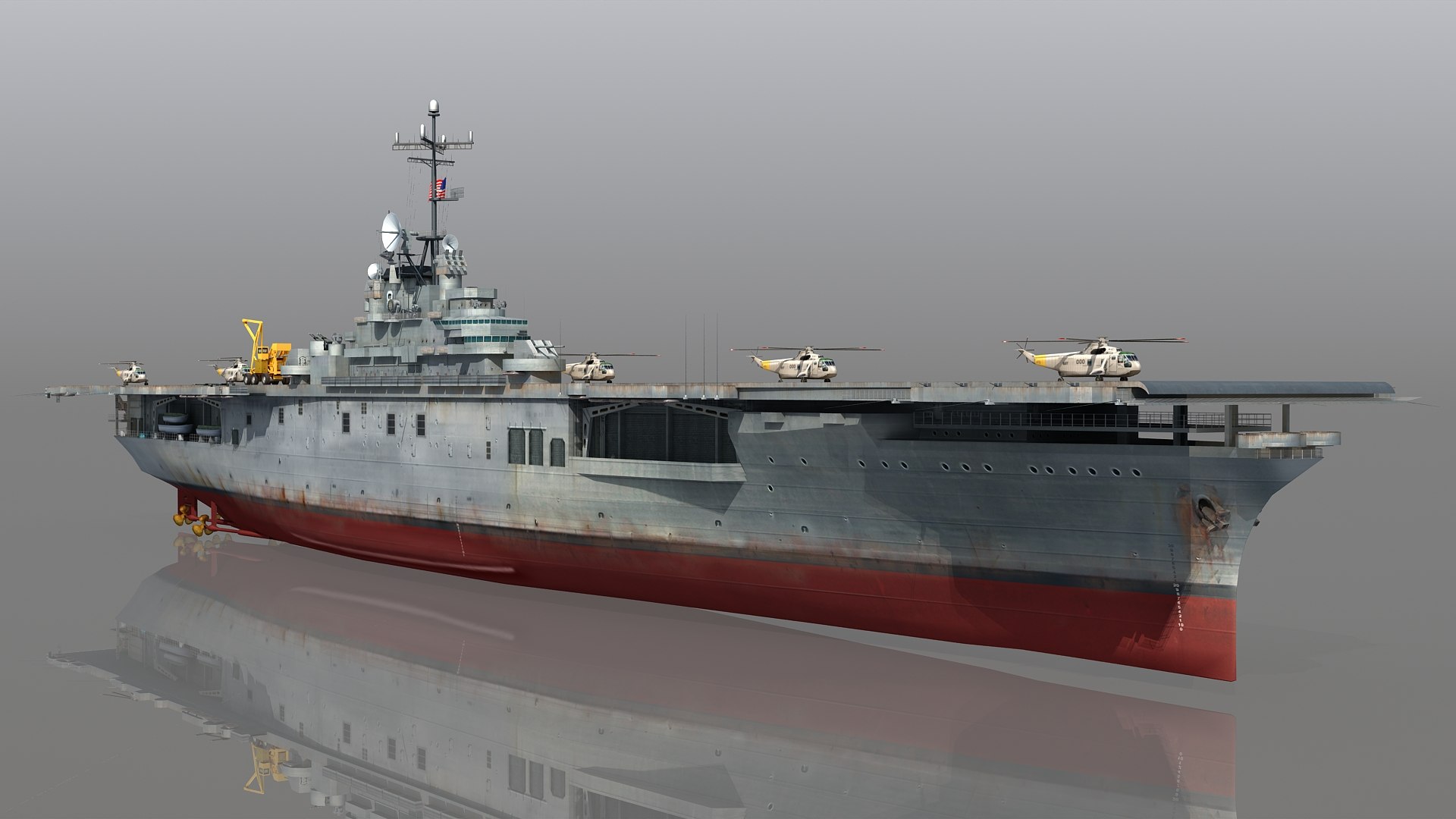 3D USS Valley Forge CV-45 LPH-8 Essex-class aircraft carriers model ...