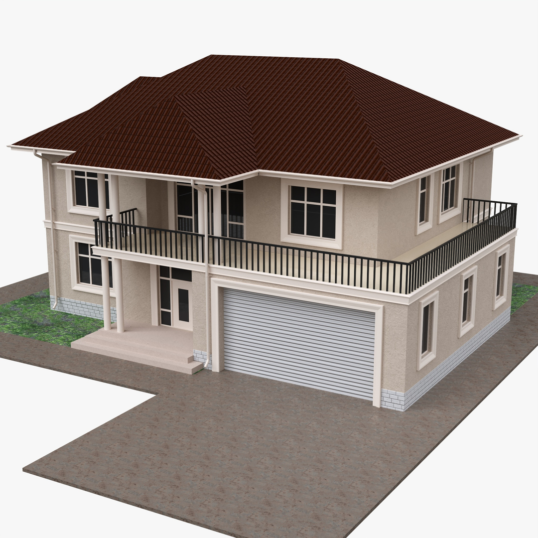modelo 3d Edificio chalet casa de dos pisos con garaje gratis - TurboSquid 1733789