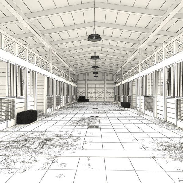 3d stable hay haybales model