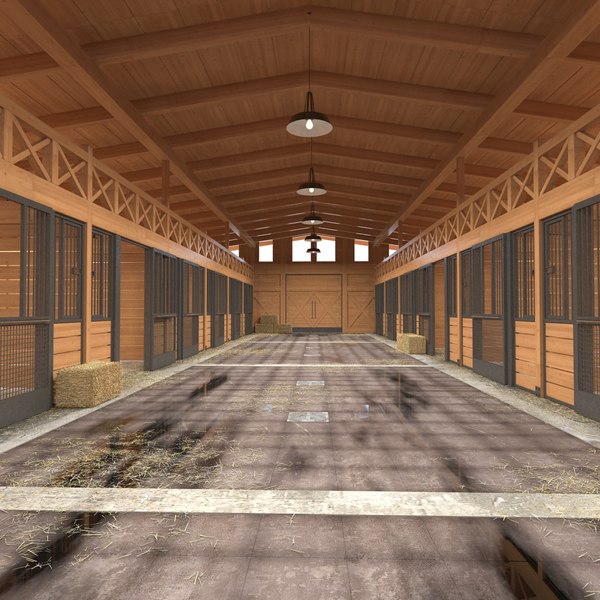 3d stable hay haybales model