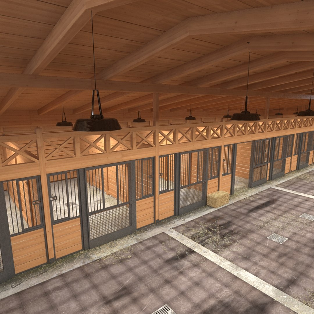 3d Stable Hay Haybales Model