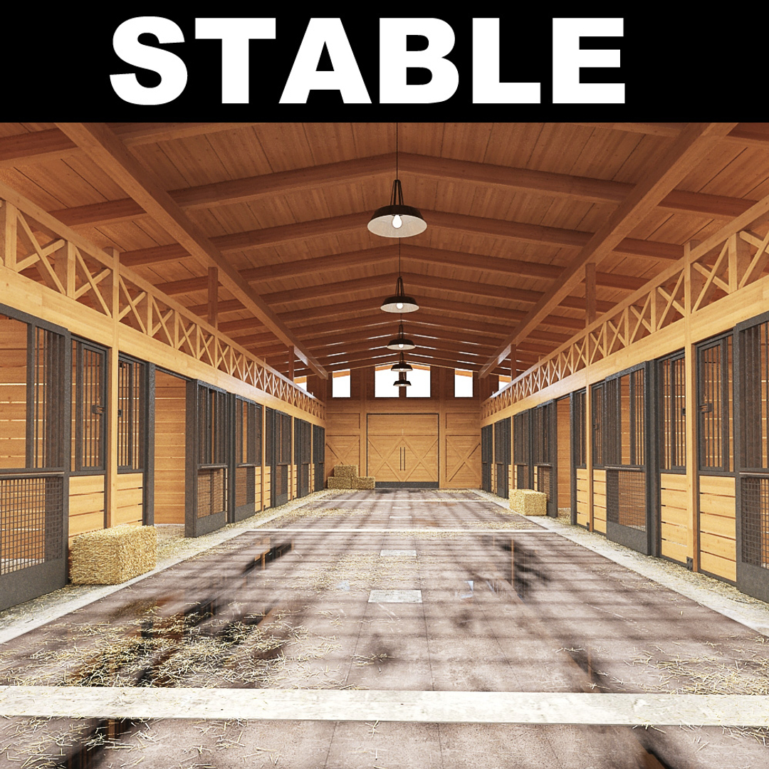 3d stable hay haybales model