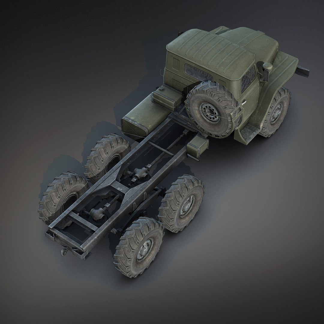 Low-poly Ural-375 Chassis 3d Model