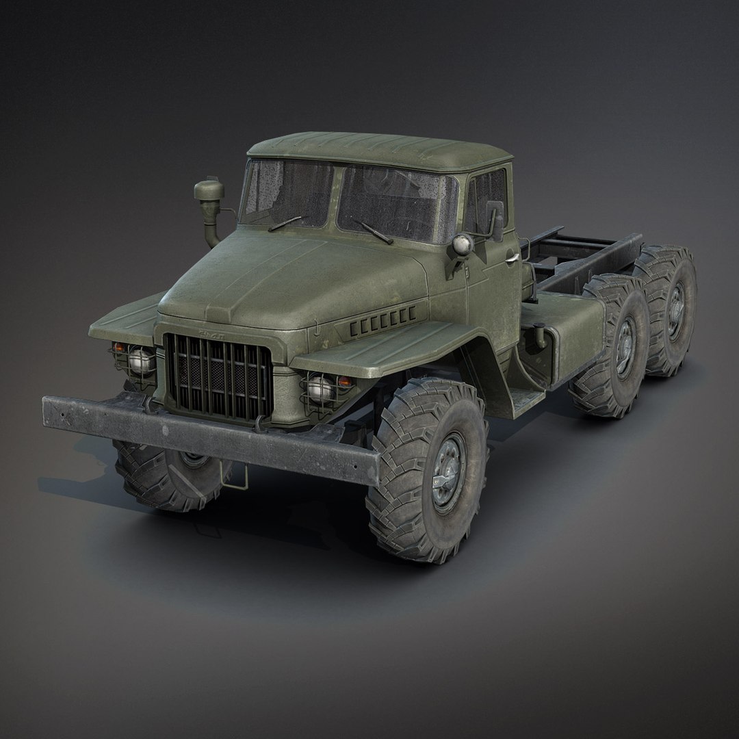 Low-poly Ural-375 Chassis 3d Model