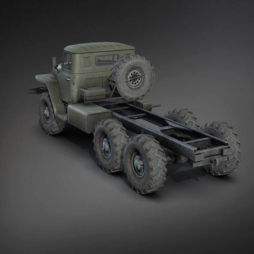Low-poly Ural-375 Chassis 3d Model