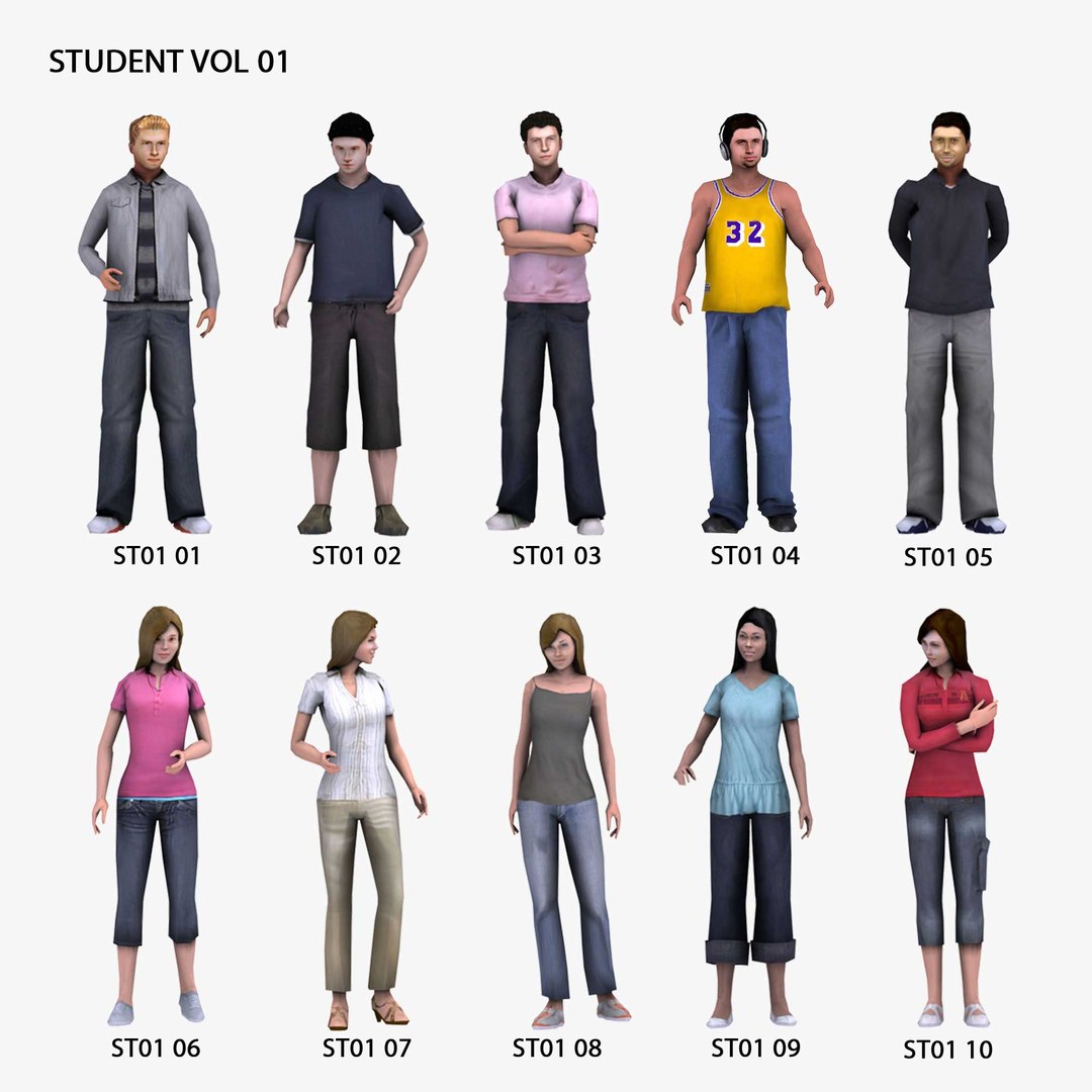3D model 3D People Student Vol 01 - TurboSquid 1907898