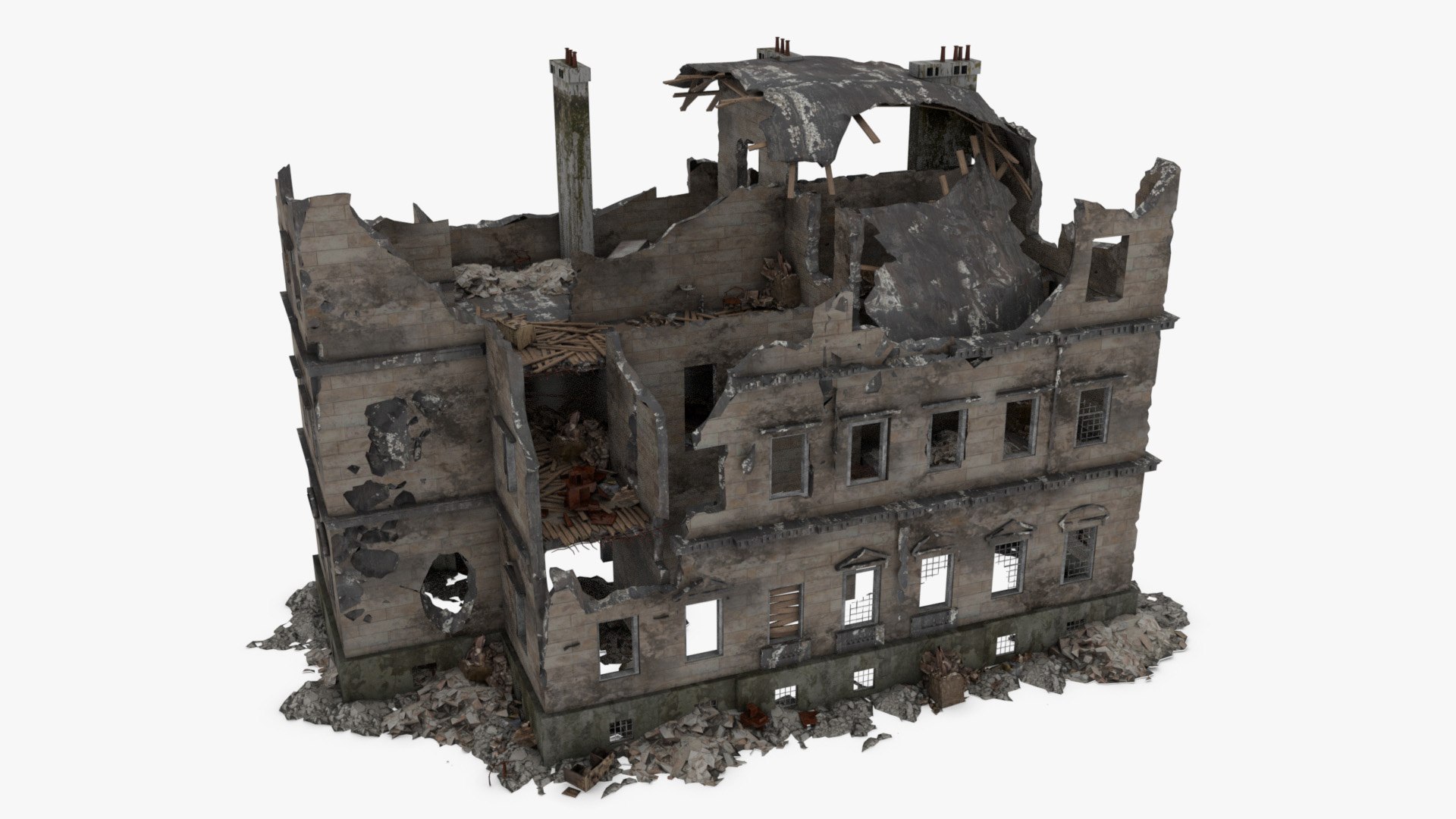 Detailed Ruined Building A17 Collections 3D Model - TurboSquid 1857194