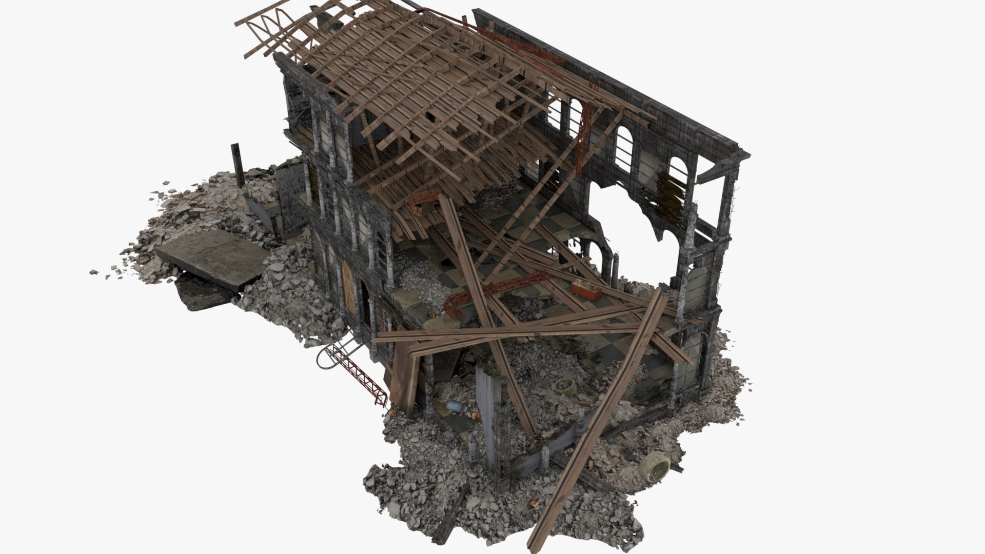 Detailed Ruined Building A17 Collections 3D Model - TurboSquid 1857194