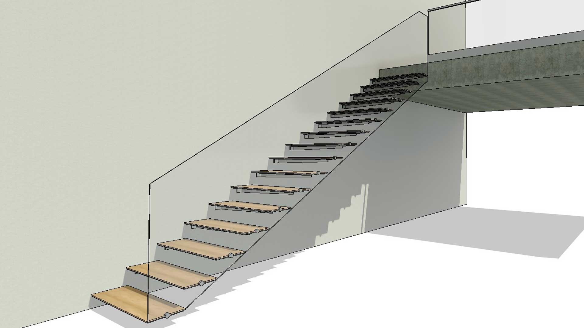 3D Floating Cantilever Wall Based Revit Staircase Family Model ...