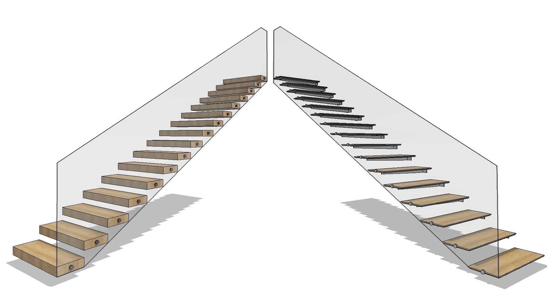3D Floating Cantilever Wall Based Revit Staircase Family Model ...