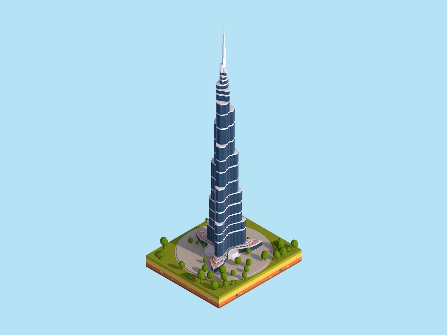 3D Cartoon Burj Khalifa Dubai Model - TurboSquid 1365508