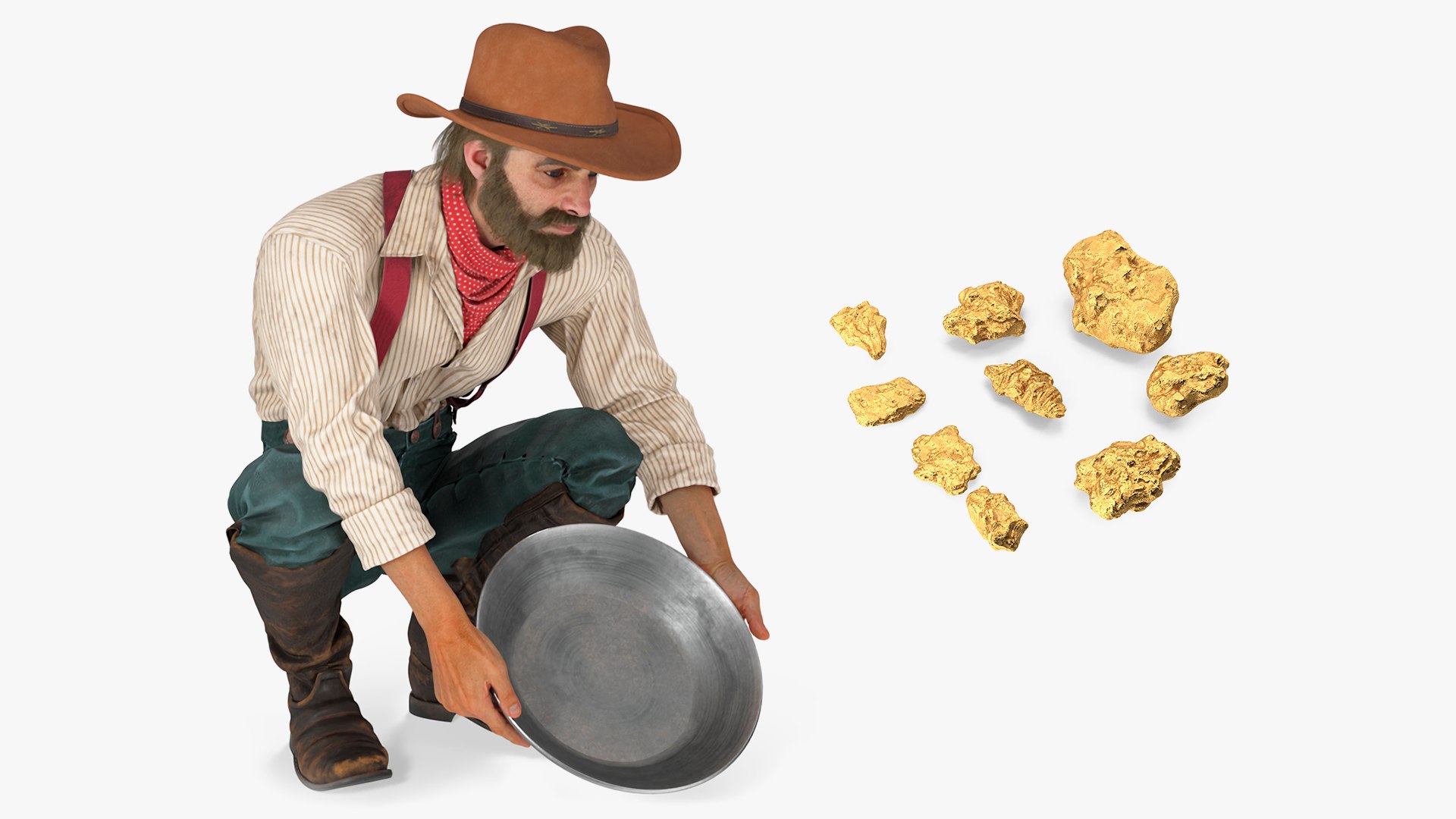 3D Working Miner With Gold Stones Collection Model - TurboSquid 2346553