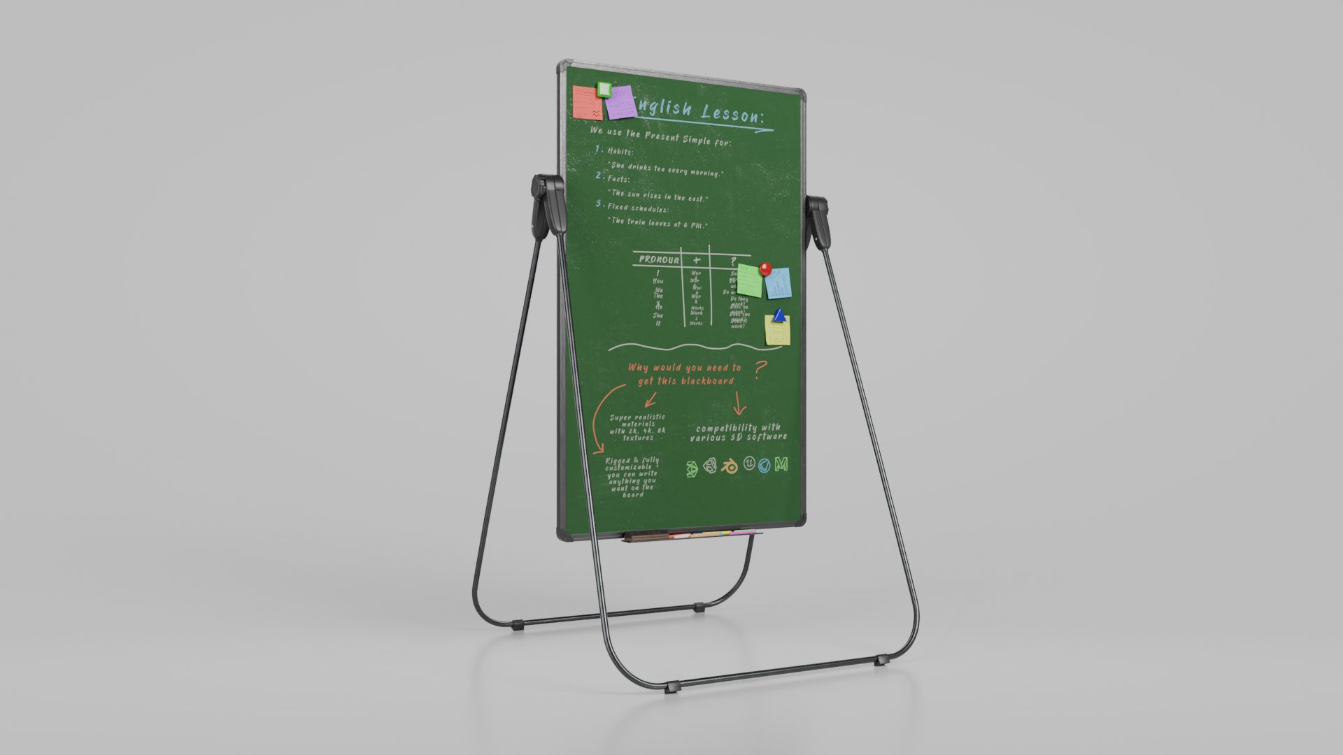 3D Professional U Stand Greenboard Trio - Customizable Writing Board ...