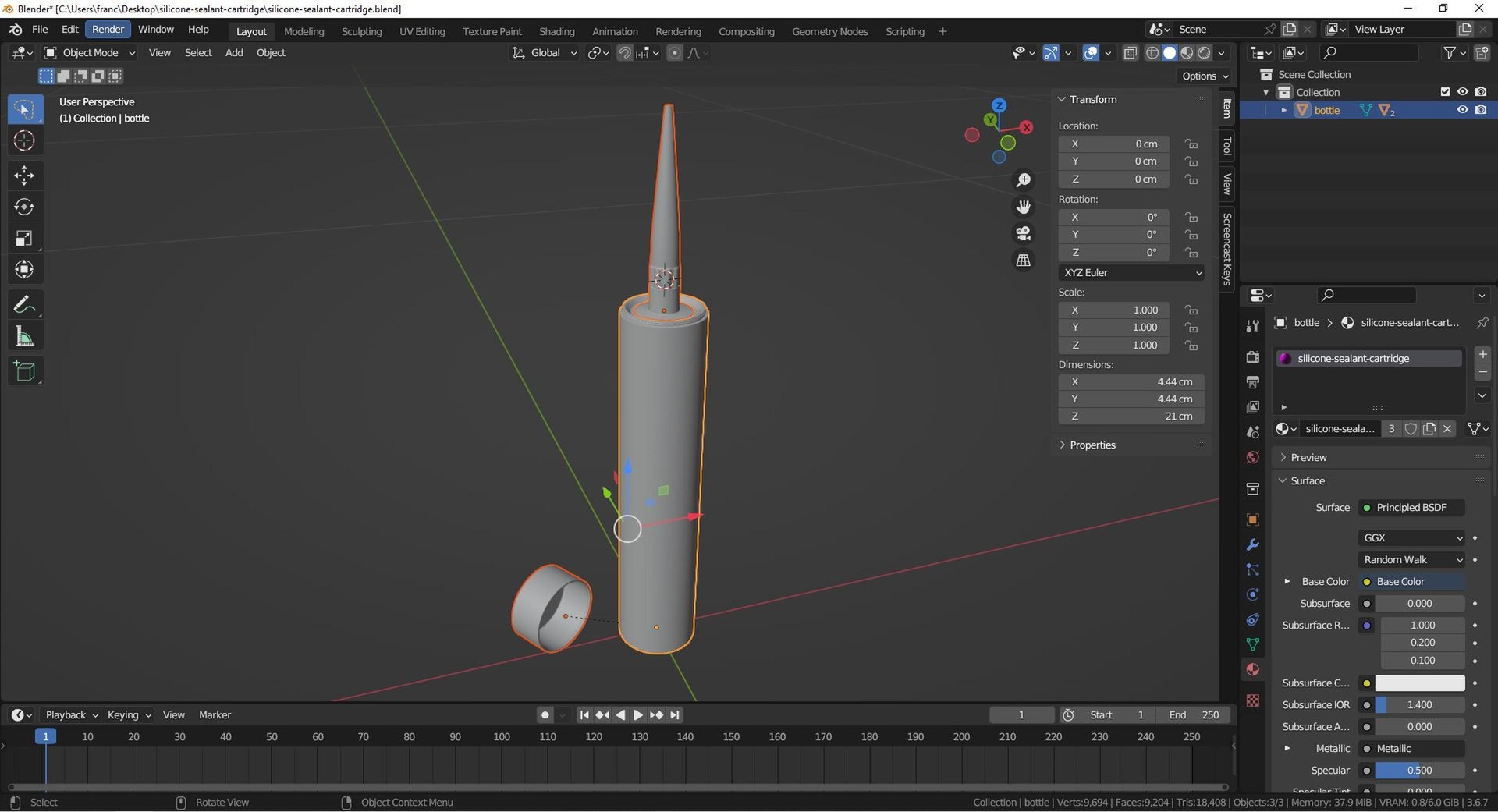 3D Silicone Sealant Cartridge - TurboSquid 2199644