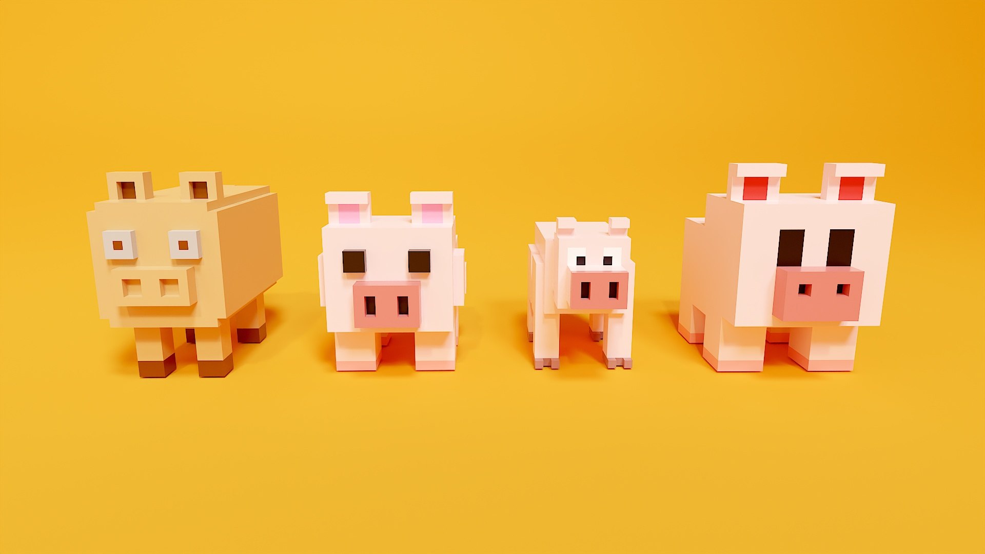 Pig Voxel Art Pack 3d Model 3D Model - TurboSquid 2182619