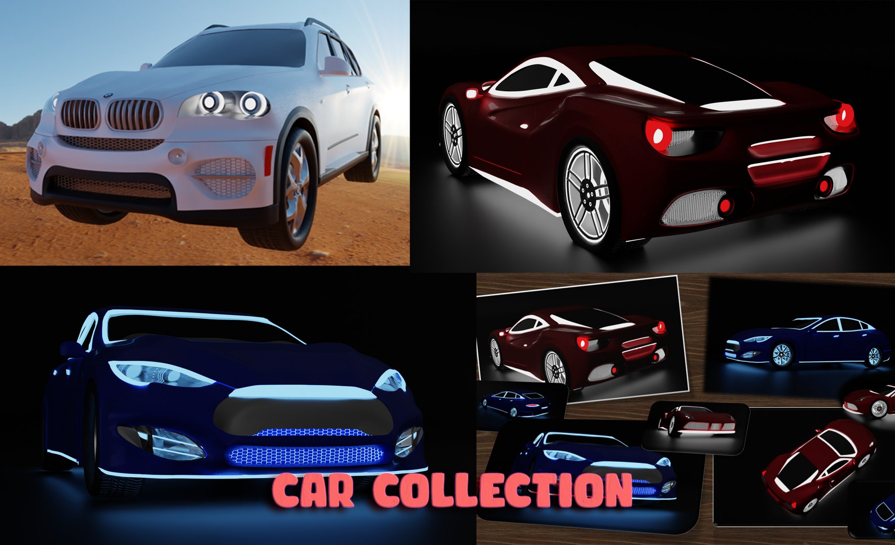 Car Collection - BMW X5 - Ferrari - Tesla 3D 모델 - TurboSquid 2034691