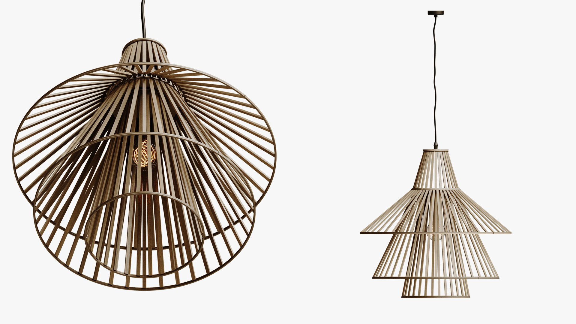 3D Bamboo Conical Pendant Lamp Shade Model - TurboSquid 1945577