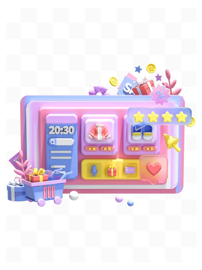 Cartoon UI Interface 3D Shopping 3D Model - TurboSquid 2042997