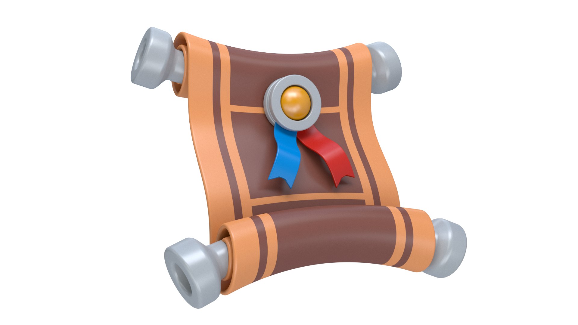 Cartoon Map Treasure Map Quest Scroll Letter Building Map 3D ...