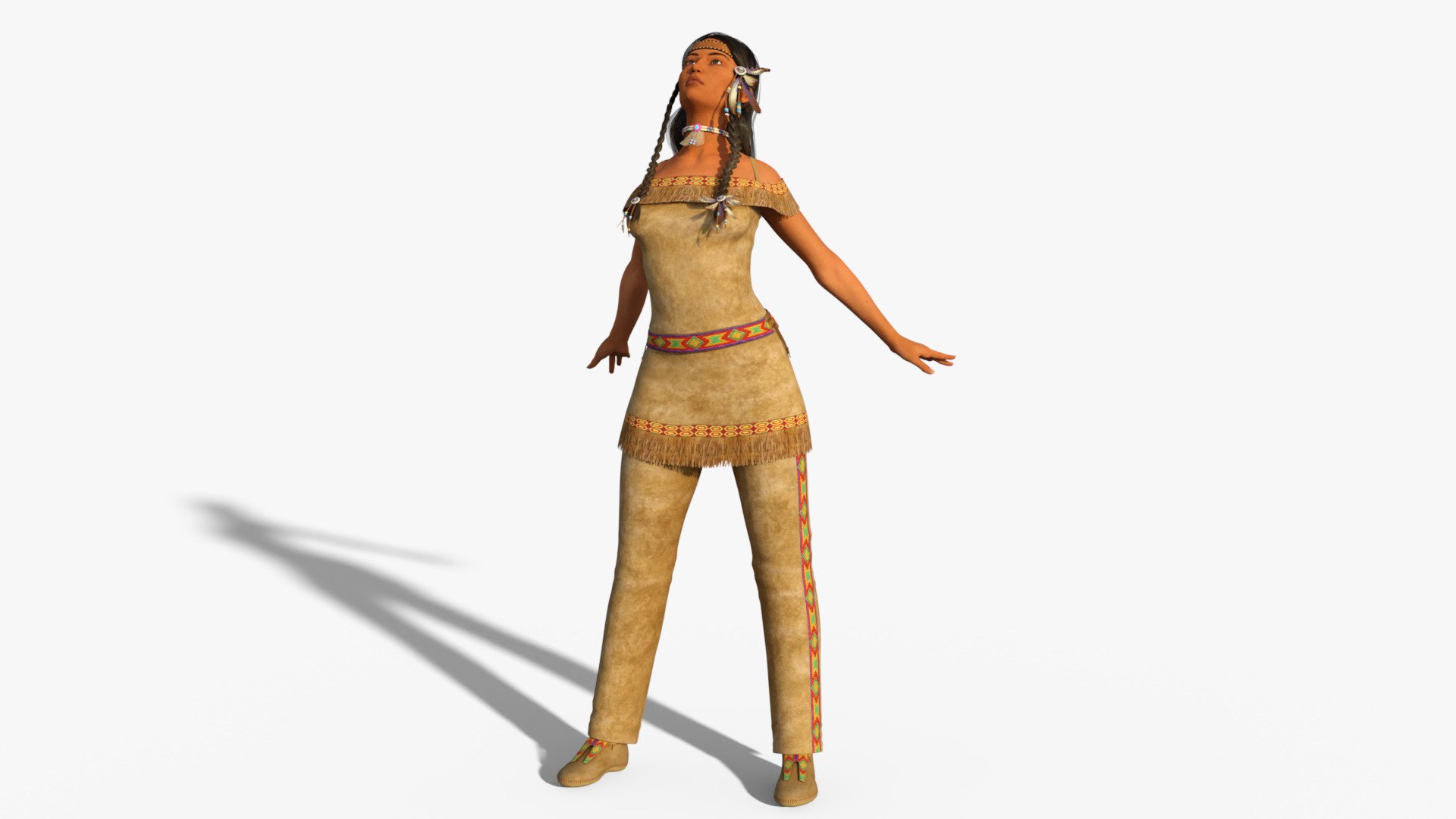 3D Model Native American Girl - Squaw Rigged Animated Low-poly 3D Model ...